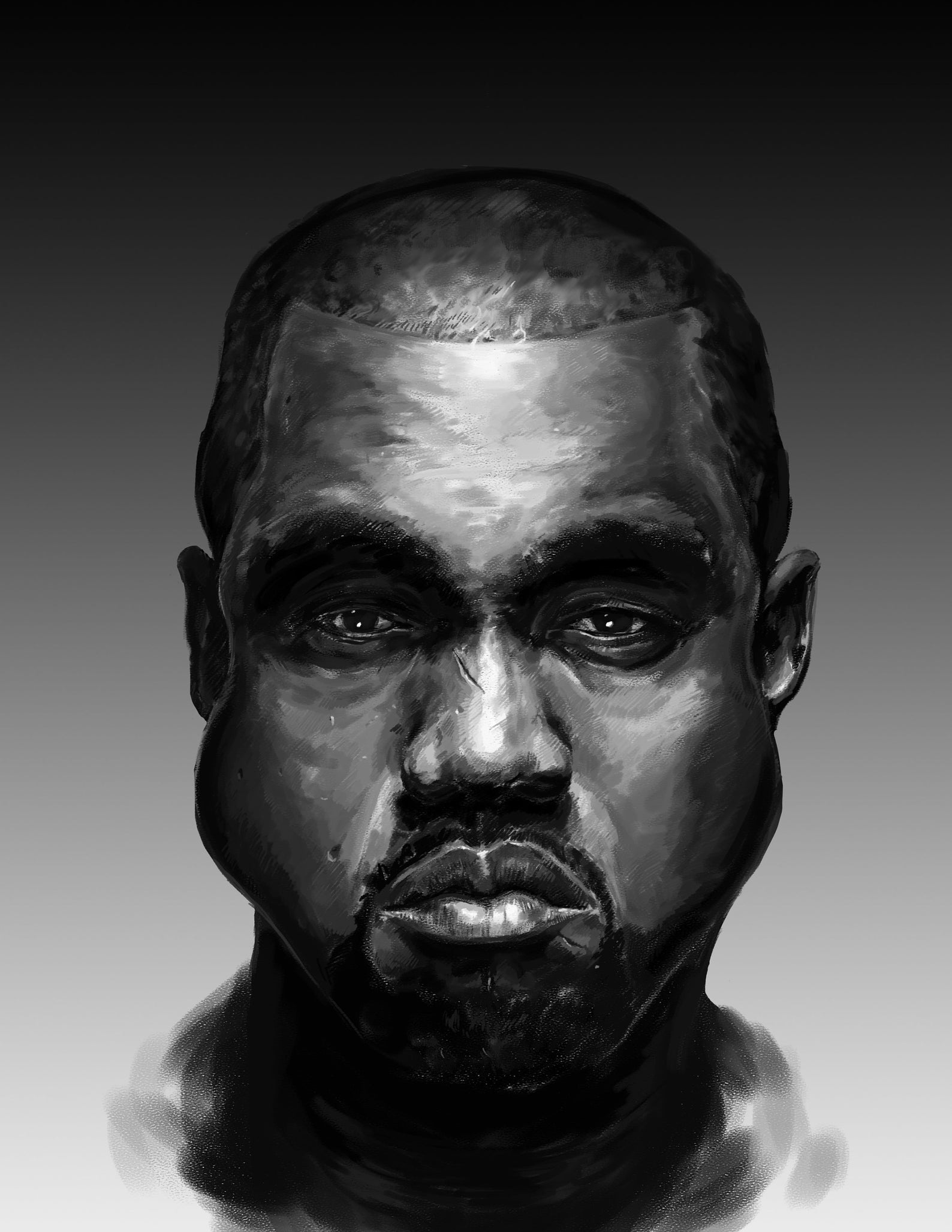 Kanye West Oil Portrait Black & White Poster or Art Print | Etsy