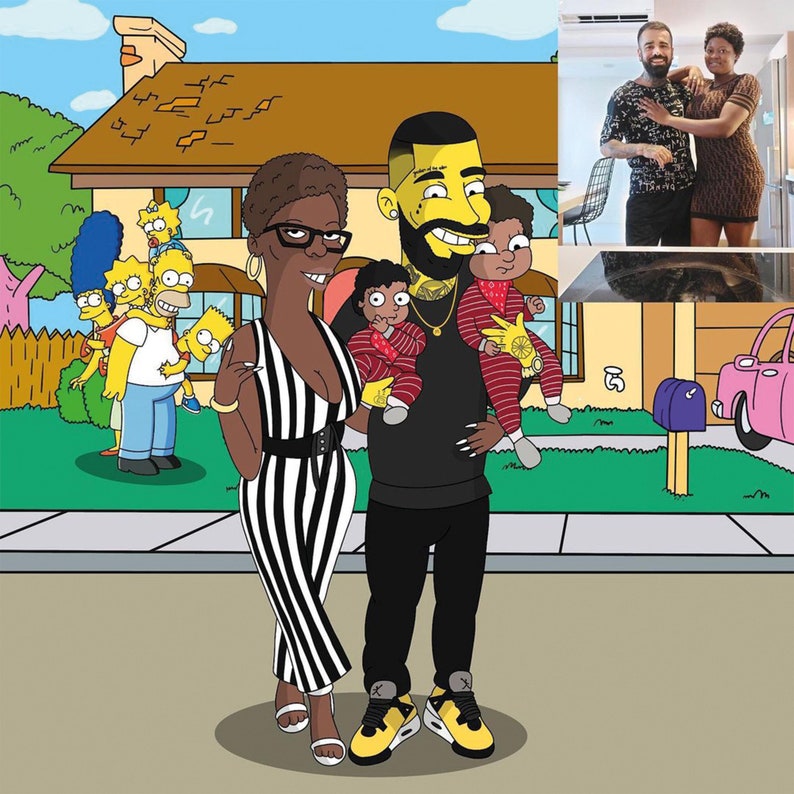 Custom Simpsons Portrait Cartoon Portrait Custom Family - Etsy