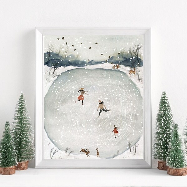 Ice Skating Print - Etsy