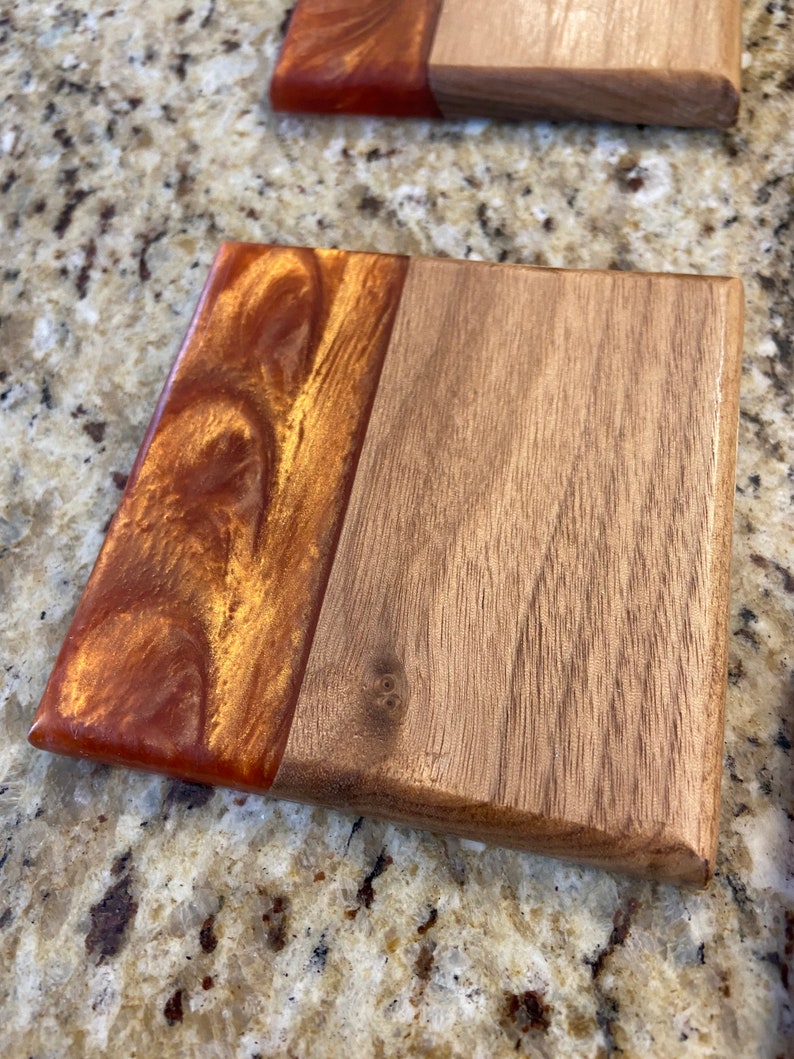 Wood Epoxy Coasters (set of 4) - Etsy