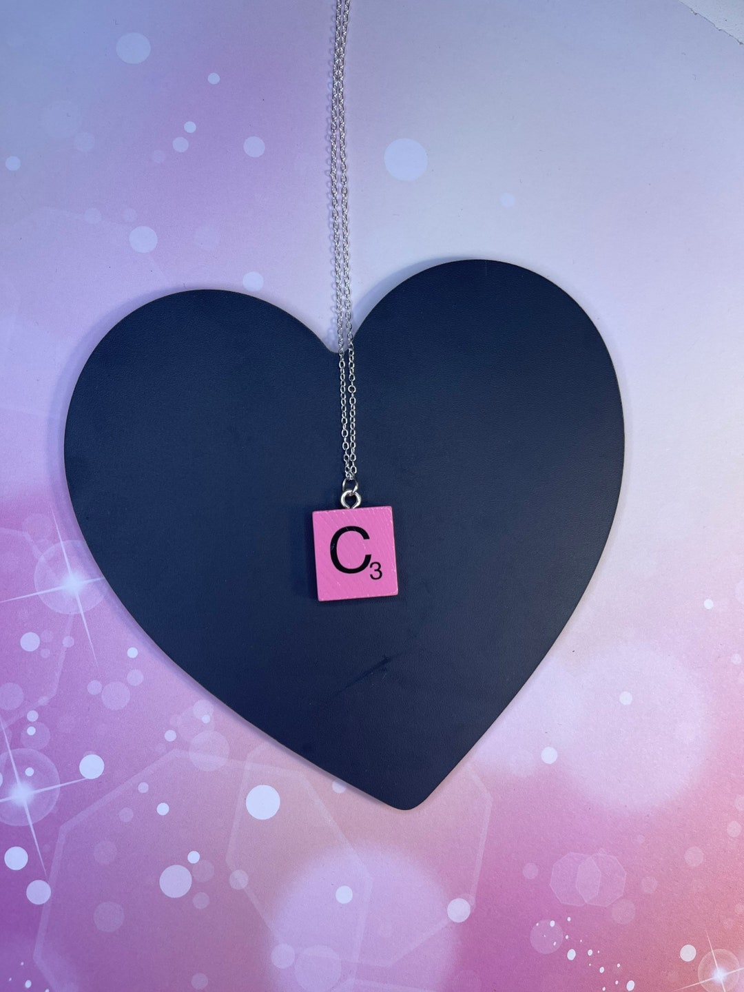 Pink Scrabble Letter Necklace - Etsy