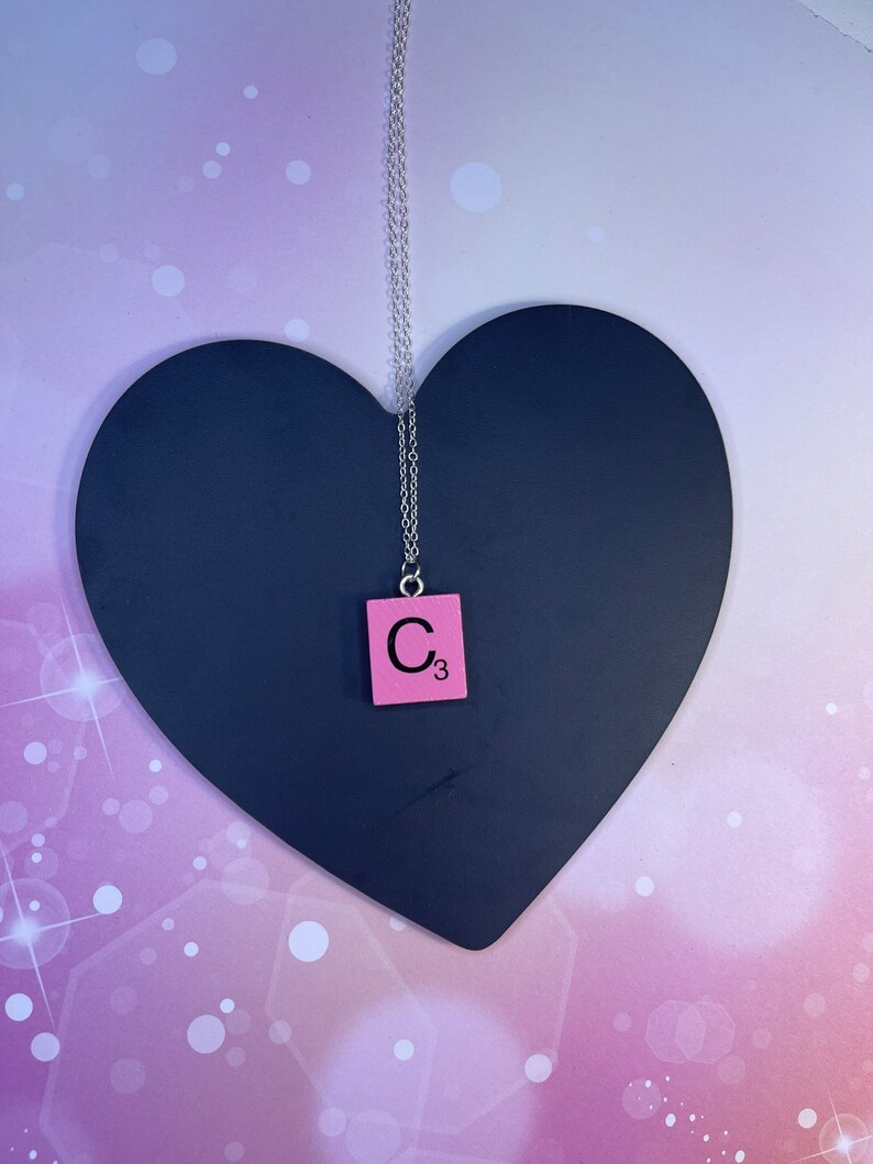 Pink Scrabble Letter Necklace - Etsy