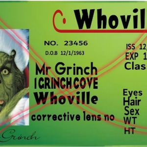 Grinch Drivers License Digital Download PNG SVG - Etsy