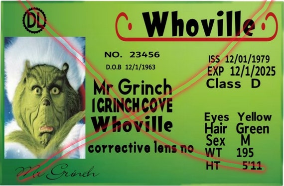 Grinch Drivers License Digital Download PNG SVG | Etsy