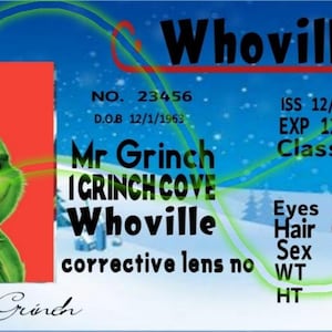 Grinch Drivers License Digital Download Svg Jpf - Etsy