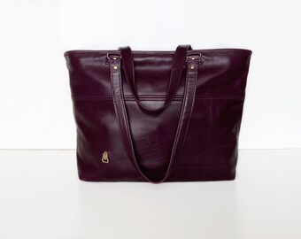 Purple Leather Bag - Etsy