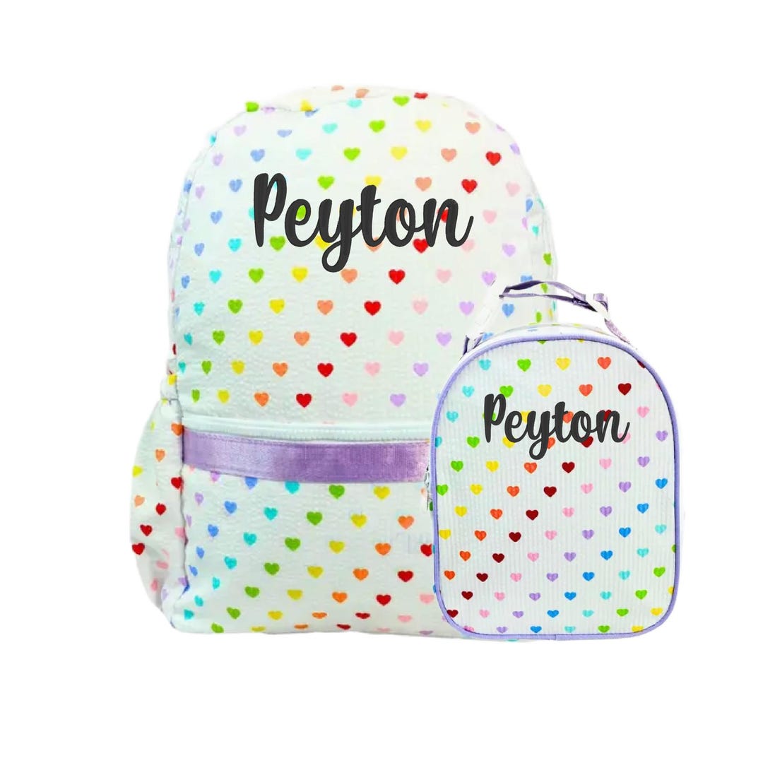 Personalized Seersucker Backpack and Lunchbox Set | Monogrammed Kids ...