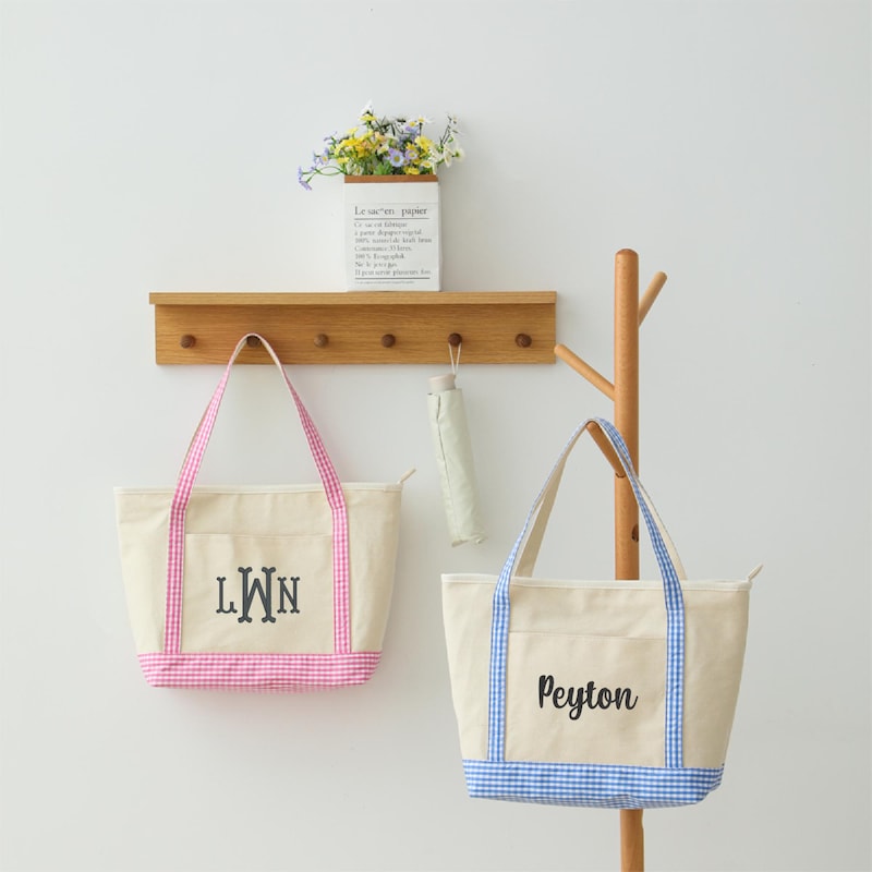 Pink Gingham Canvas Bag - Etsy