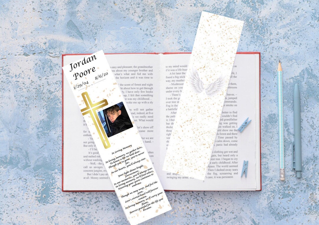 Memorial Bookmark Favor, Funeral Bookmark, in Loving Memory Bookmark ...