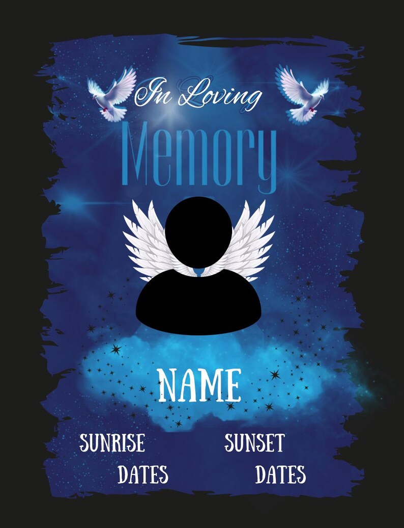 In Loving Memory PNG, Blue Black Heaven's Stairway Memorial Background ...