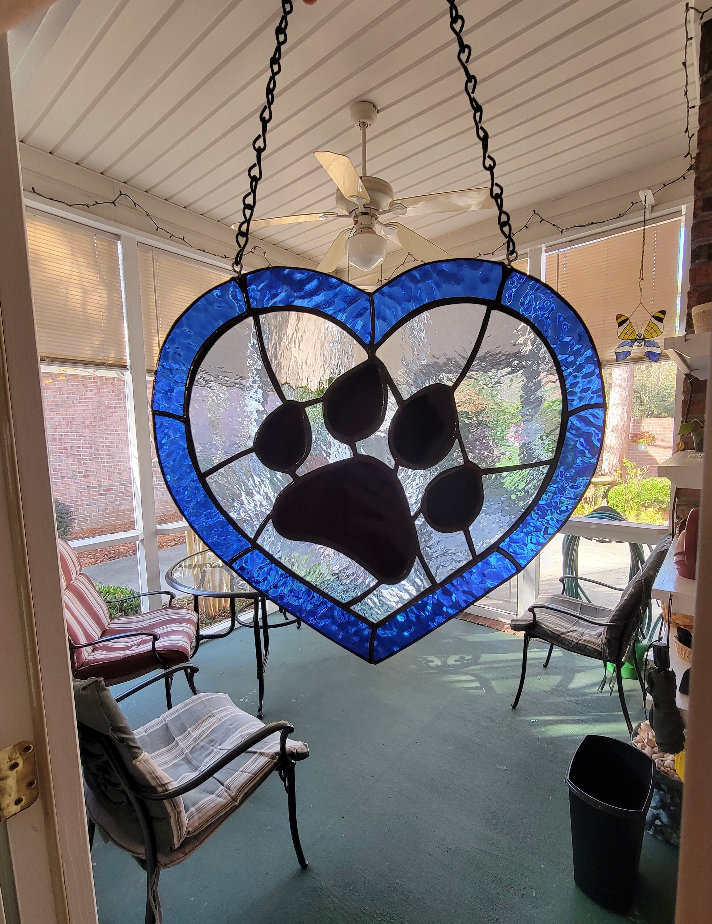 Stained Glass Paw Print Heart 12"w X 11"h - Etsy