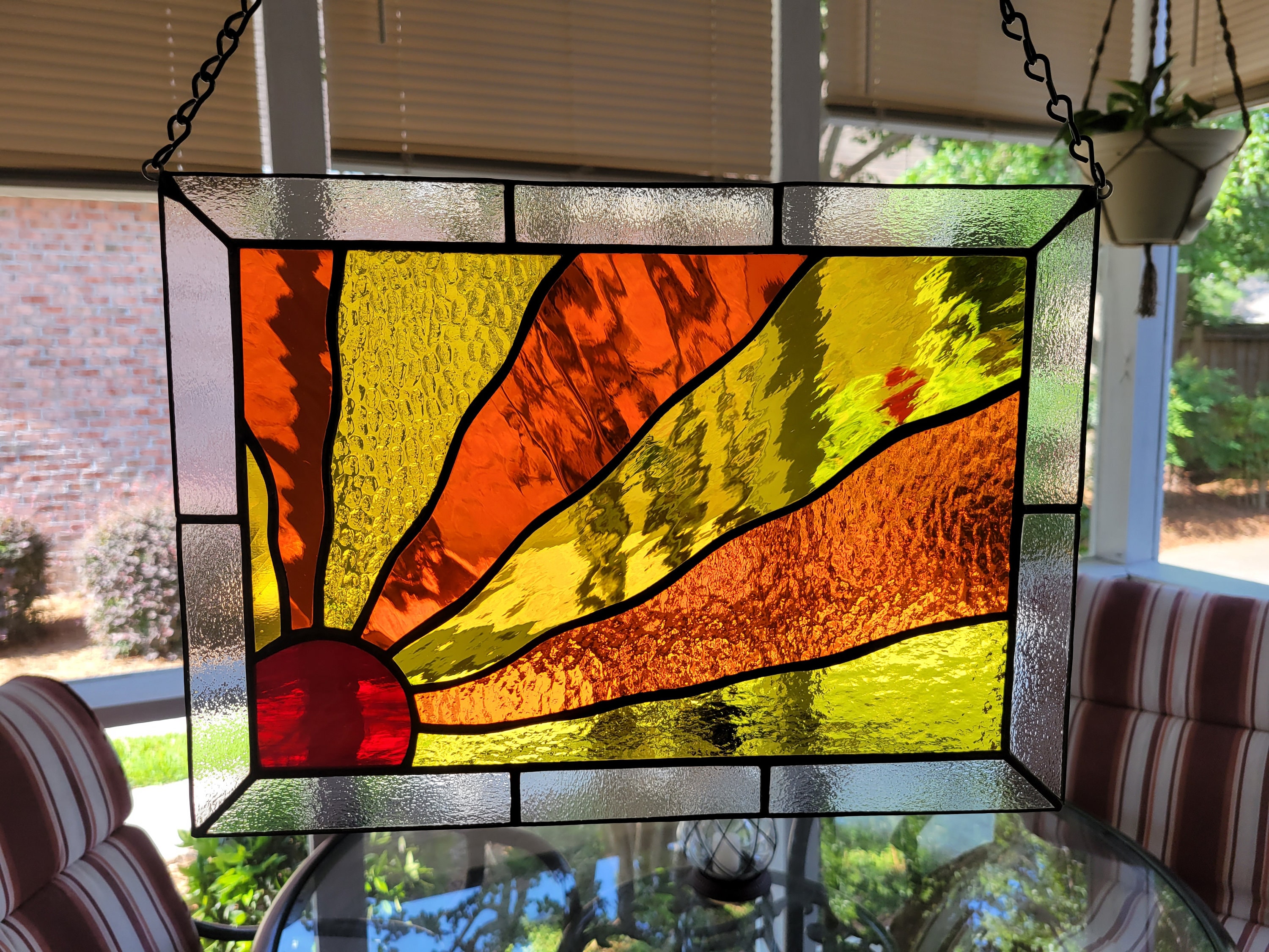 Stained Glass Wavy Rays Sunshine 14w X 10h - Etsy