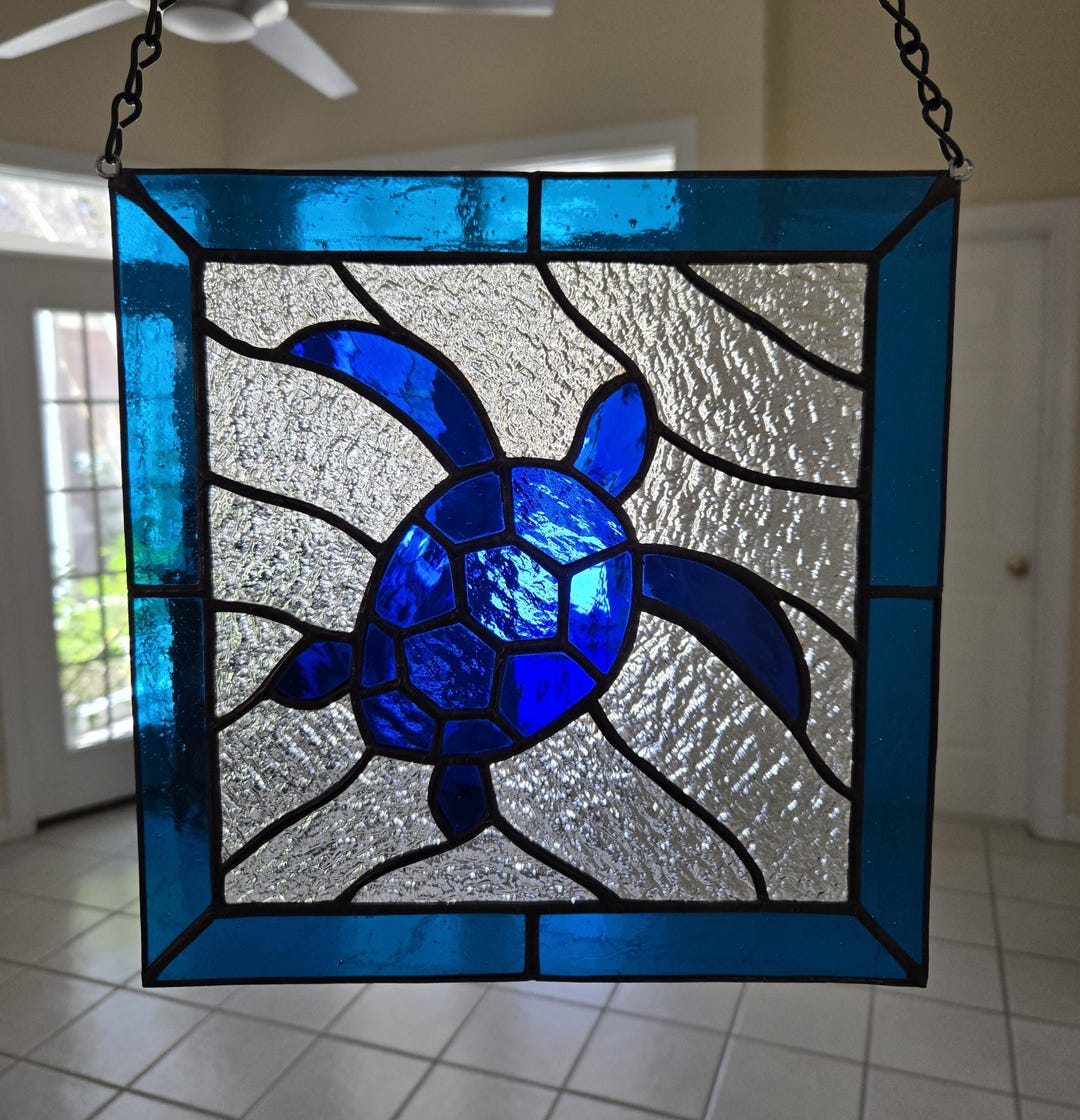 Stained Glass Sea Turtle 10"w X 10"h - Etsy