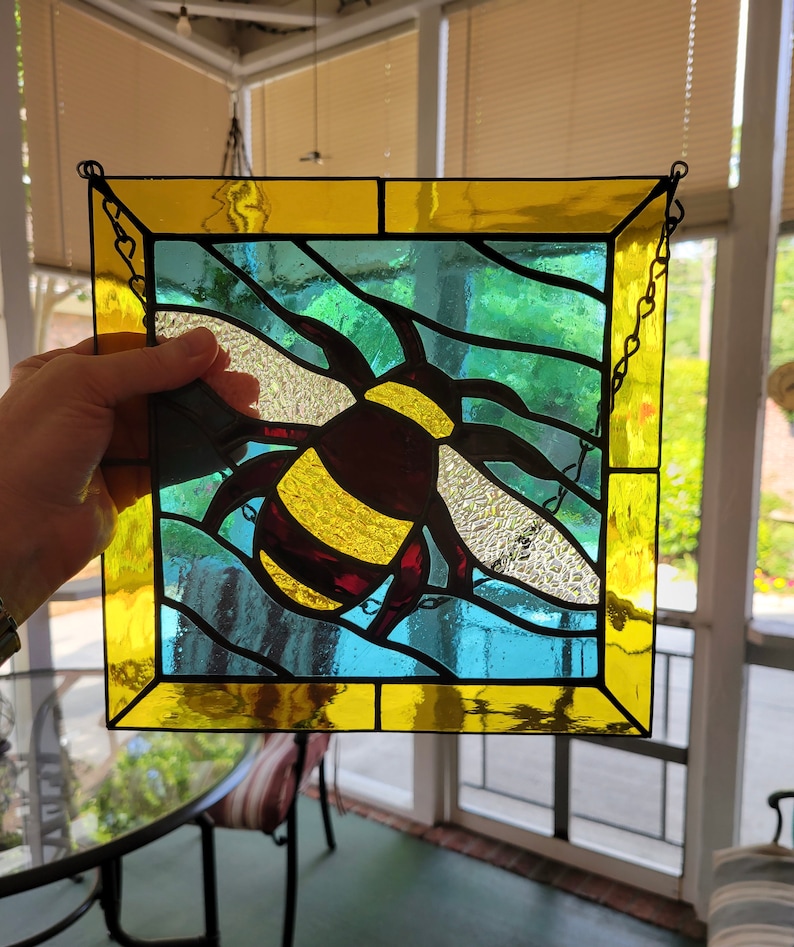 Stained Glass Bumble Bee 10"w X 10"h - Etsy