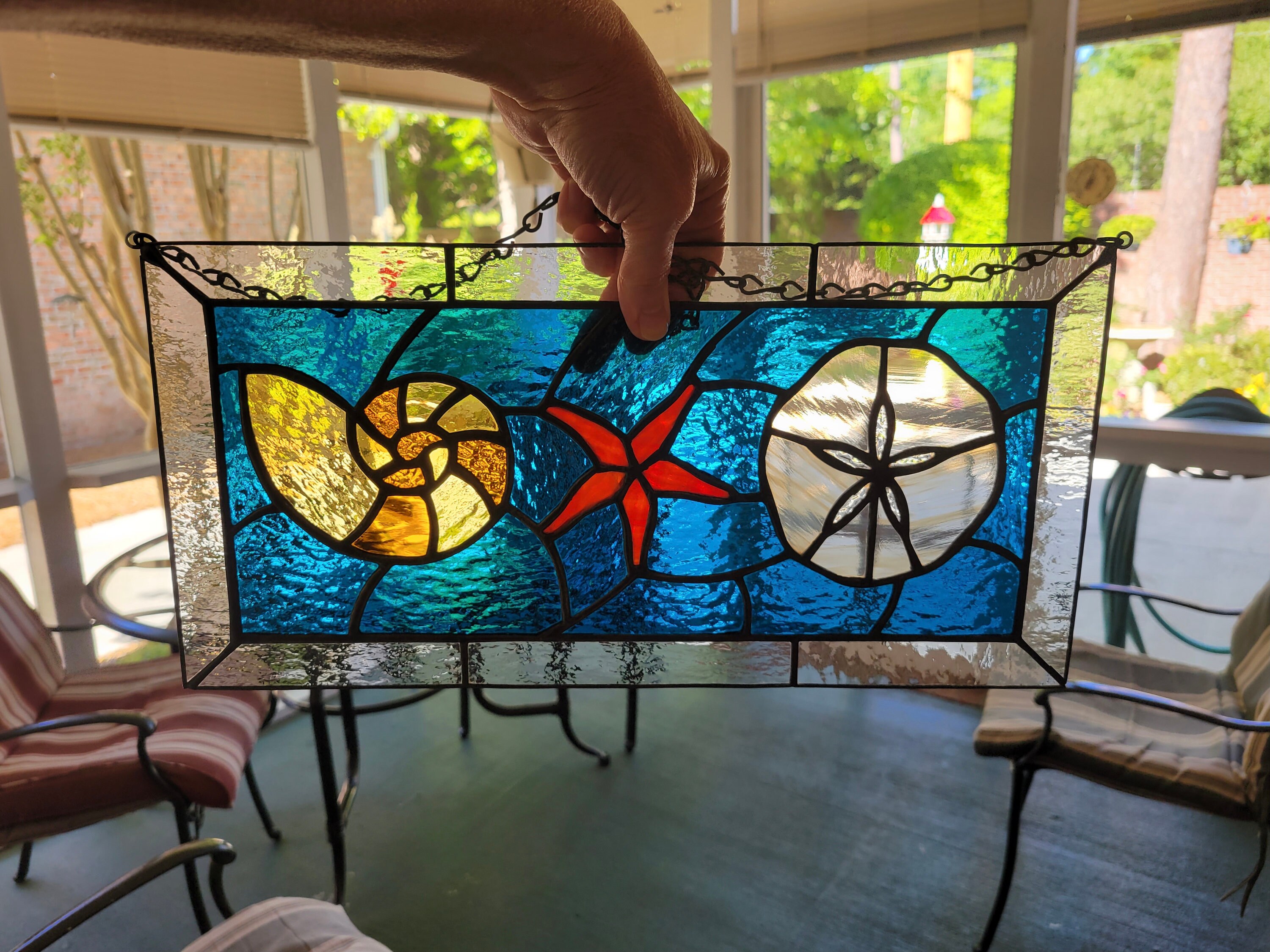 Stained Glass Ocean Treasurers 16"w X 8"h - Etsy