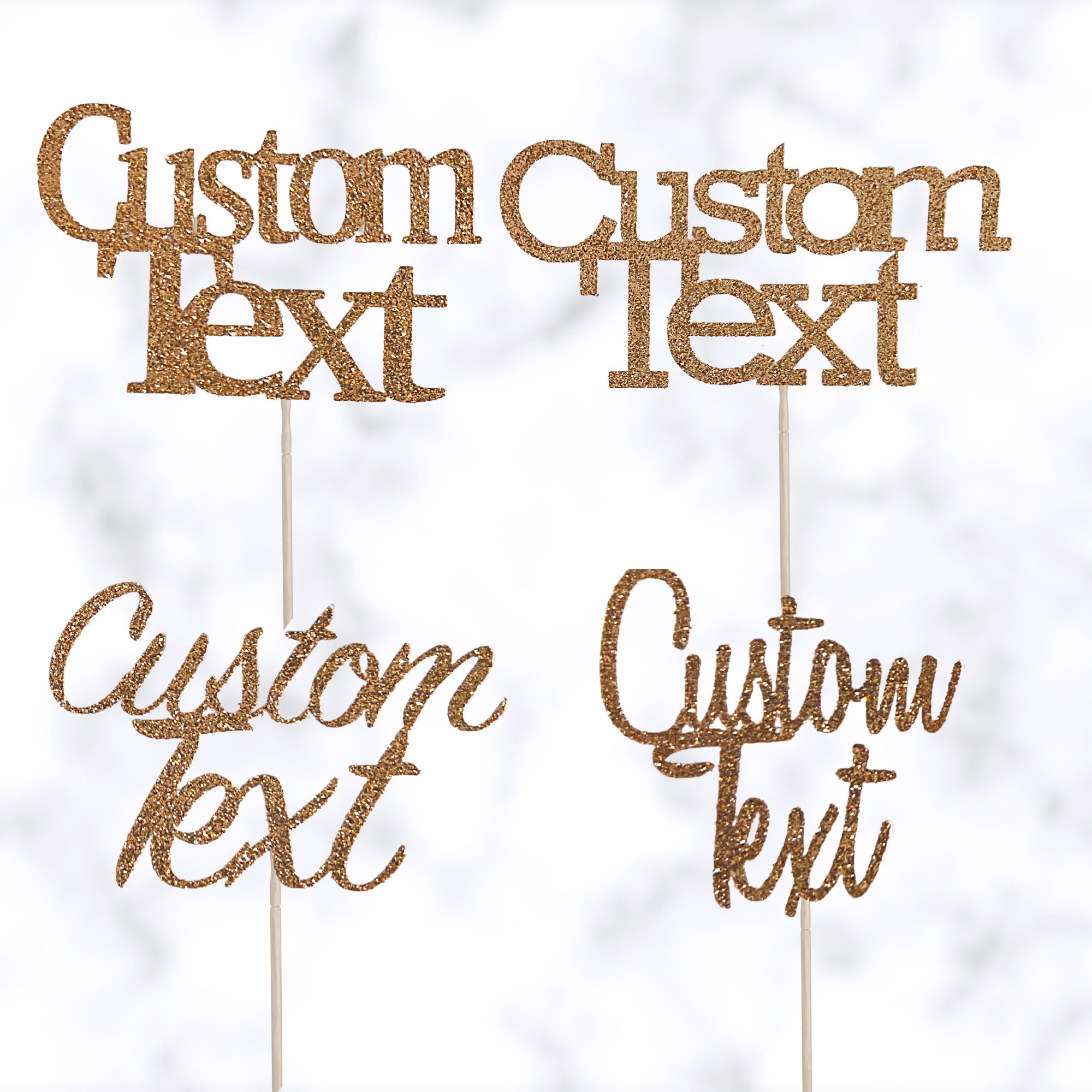 Custom Cupcake Toppers, Personalized Cupcake Toppers, Metallic Cupcake ...