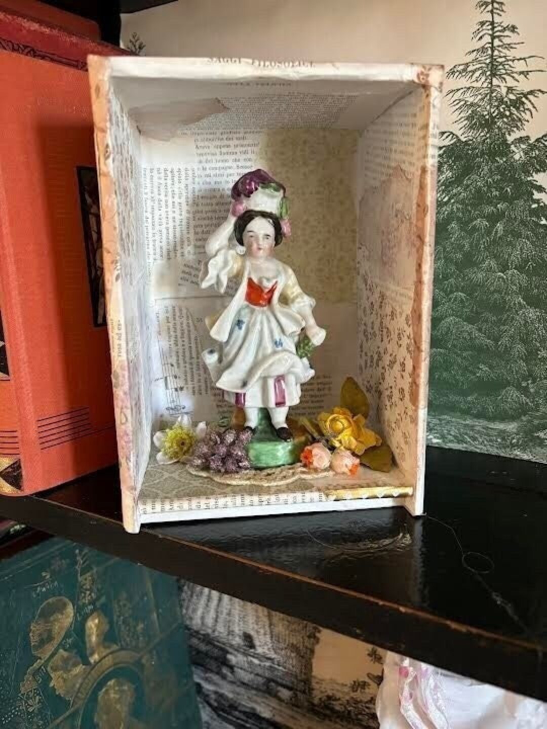 Decoupaged Cigar Box Assemblage, Romantic Shabby Chic Shadowbox, Mixed ...