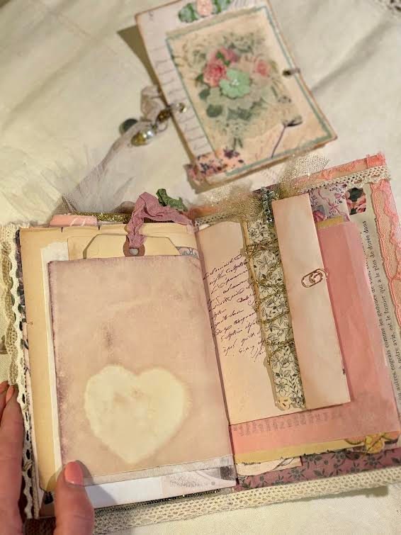 Flowery Junk Journal 'annie', Mixed Media Art Journal, Shabby Chic Junk ...