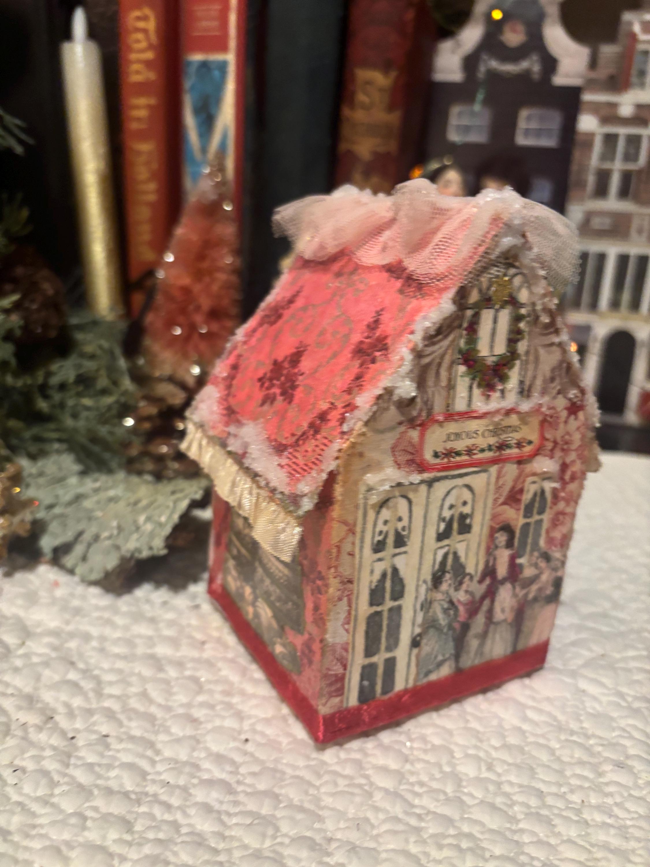 Paper House Decoration, Decoupaged House, Shelf Decoration, Vintage ...