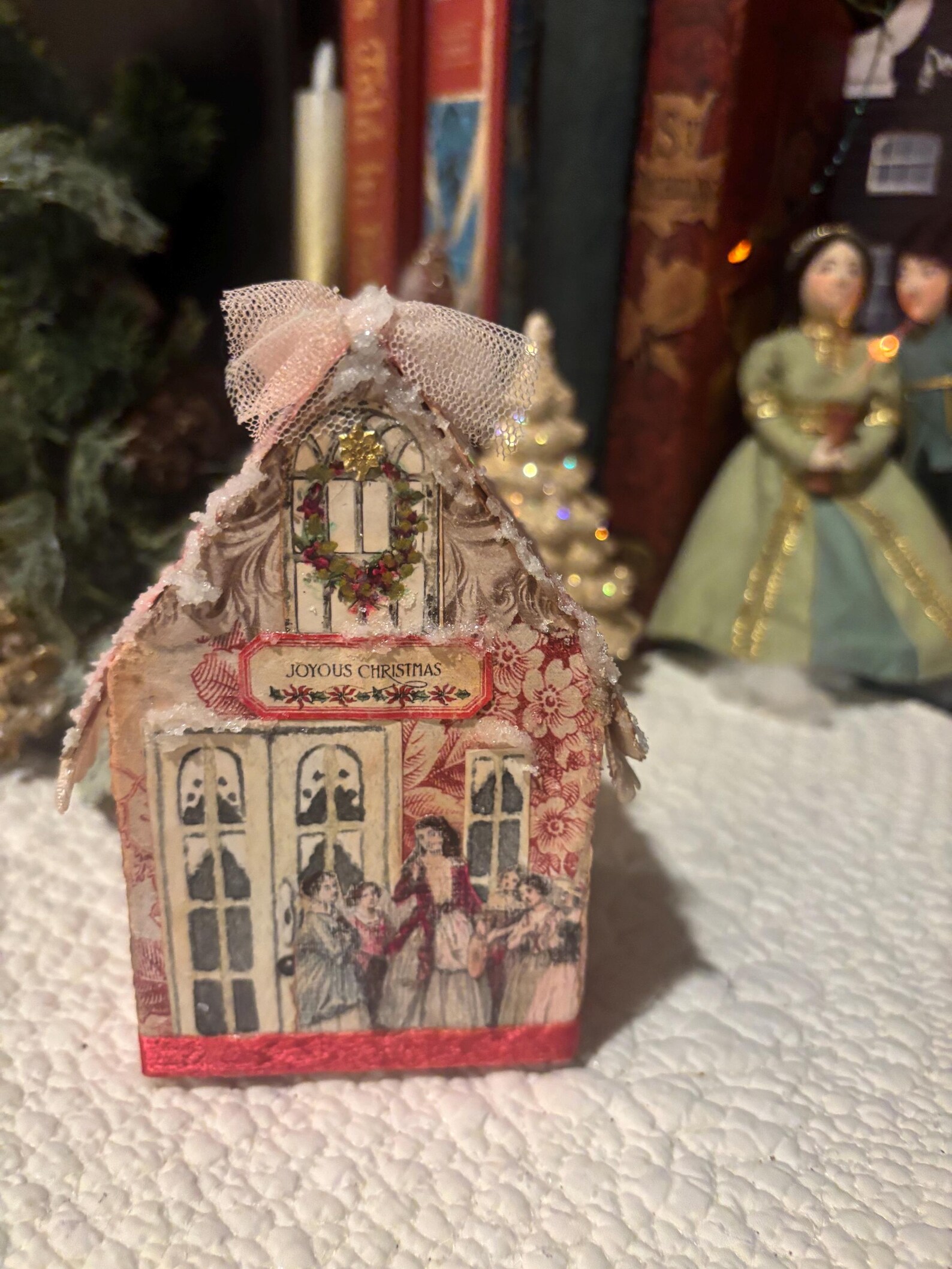 Paper House Decoration, Decoupaged House, Shelf Decoration, Vintage ...
