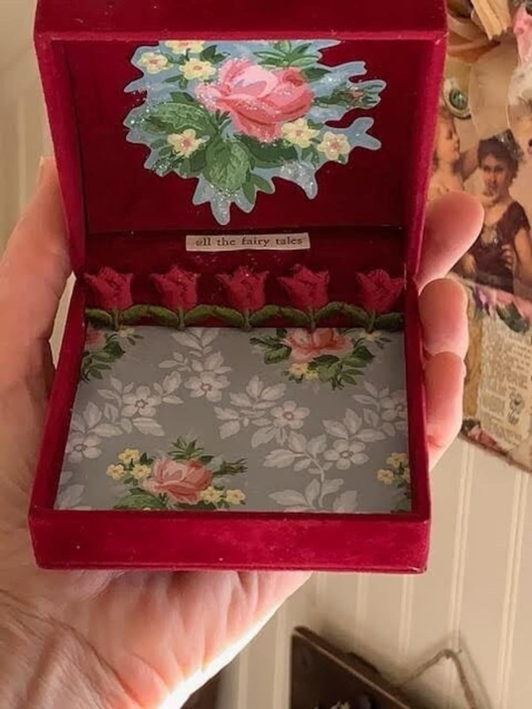 Red Velvet Keepsake Box, Jewelry Box, Valentine Decorated Jewelry ...