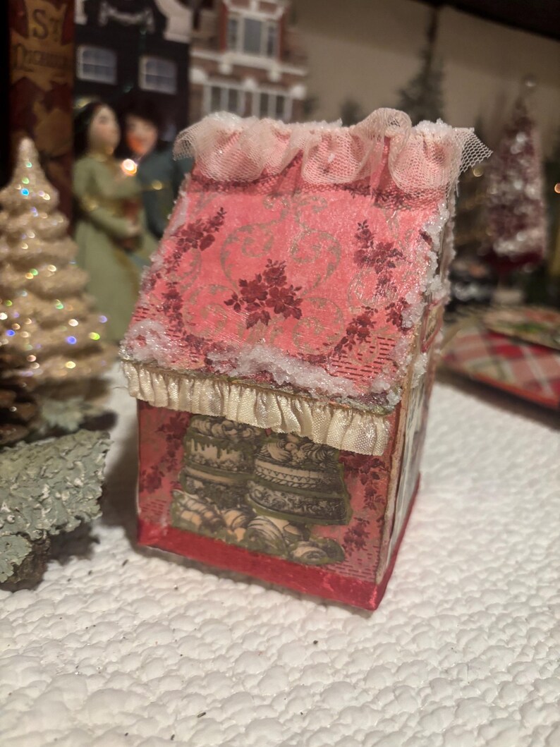 Paper House Decoration, Decoupaged House, Shelf Decoration, Vintage ...