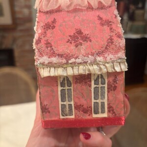 Paper House Decoration, Decoupaged House, Shelf Decoration, Vintage ...