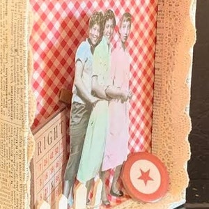 Vintage Girls Shadow Box Art, Mixed Media Art, Americana Sisters ...