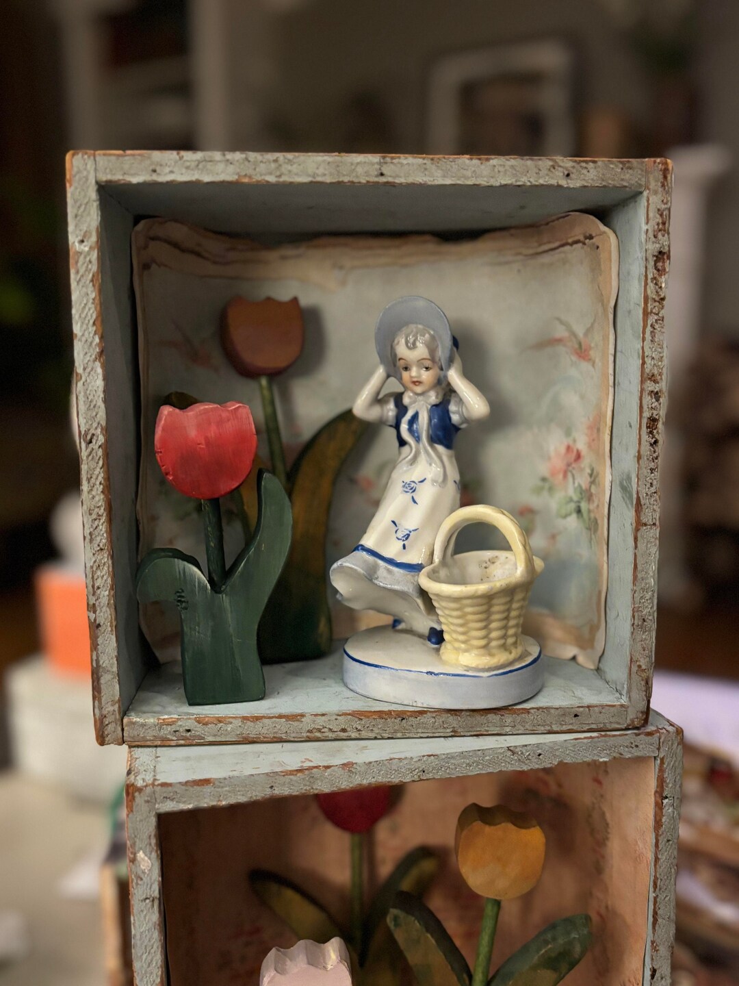 Found Object Shadowbox, Shabby Chic Style Shadow Box, Mixed Media ...