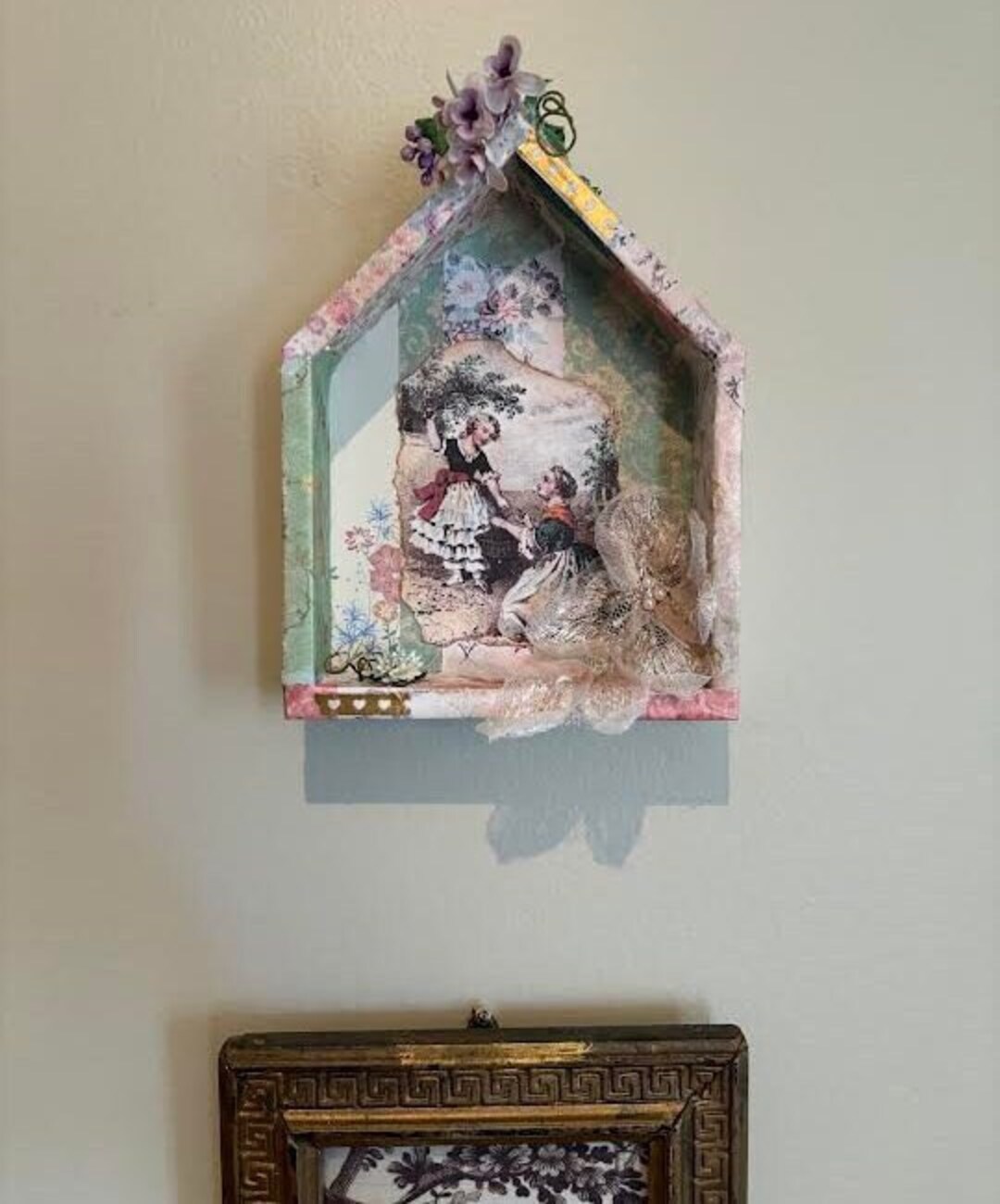 Romantic French Style Decoupaged Shadowbox, Collaged Assemblage, Mixed Media Art Box, Shabby ...