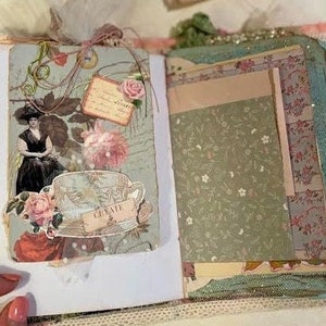 Flowery Junk Journal 'annie', Mixed Media Art Journal, Shabby Chic Junk ...