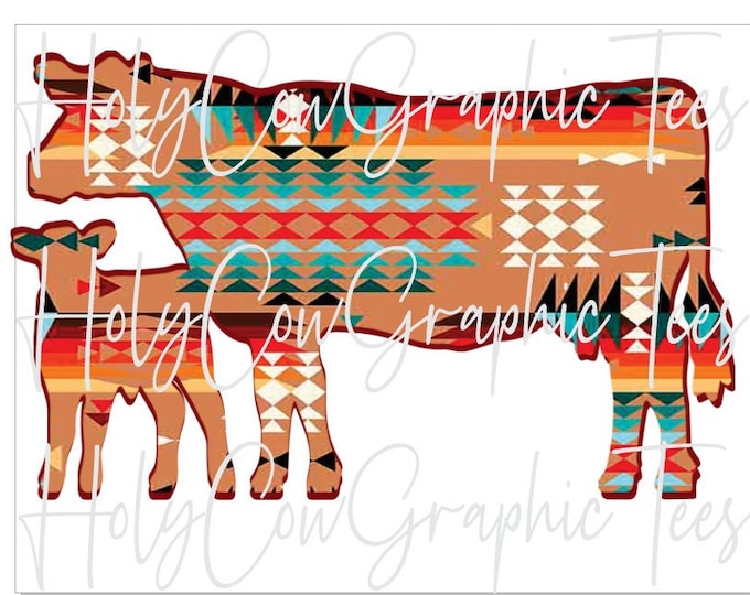 Aztec Cows Design PNG / Western Cows Tshirt Design / Southwest Cattle ...