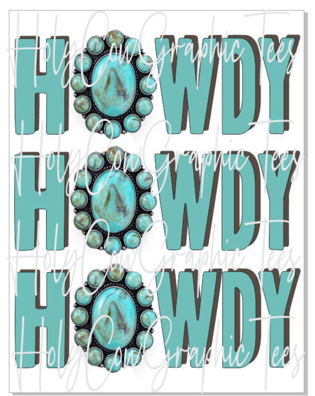 Howdy Sublimation Design PNG / Turquoise Concho Howdy Tshirt Design ...