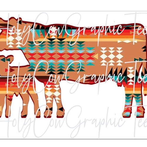 Aztec Cows Design PNG / Western Cows Tshirt Design / Southwest - Etsy