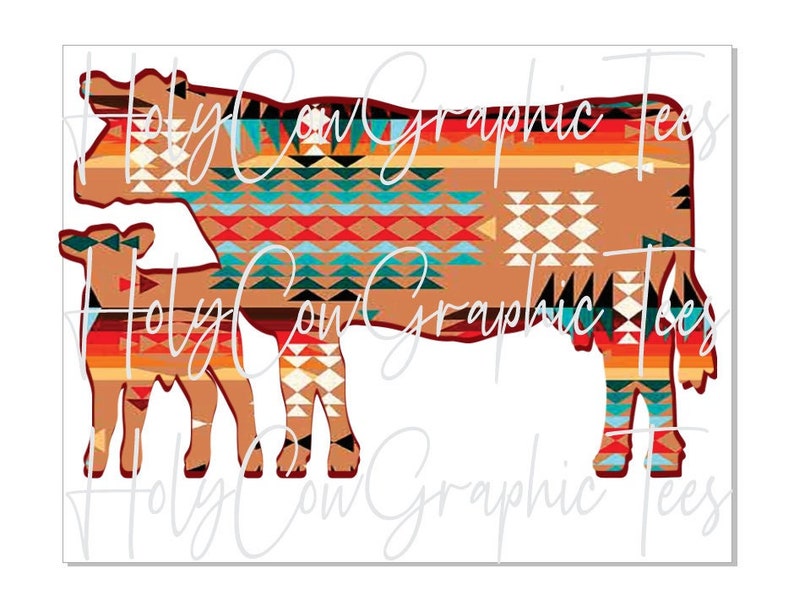 Aztec Cows Design PNG / Western Cows Tshirt Design / Southwest | Etsy