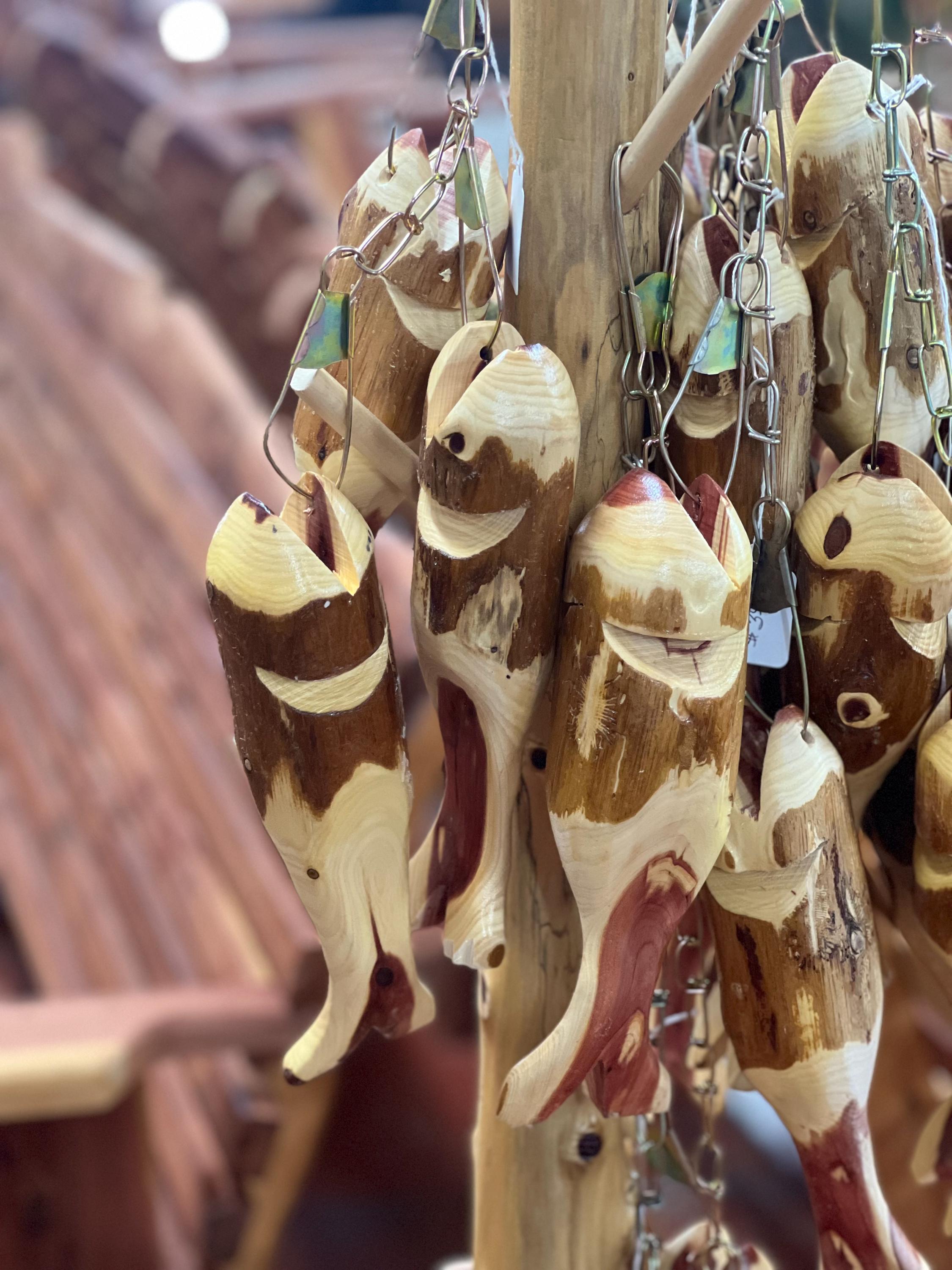Stringer of Hanging Wood Fish / Rustic Fish Home Decor / Set of 3 Wood ...