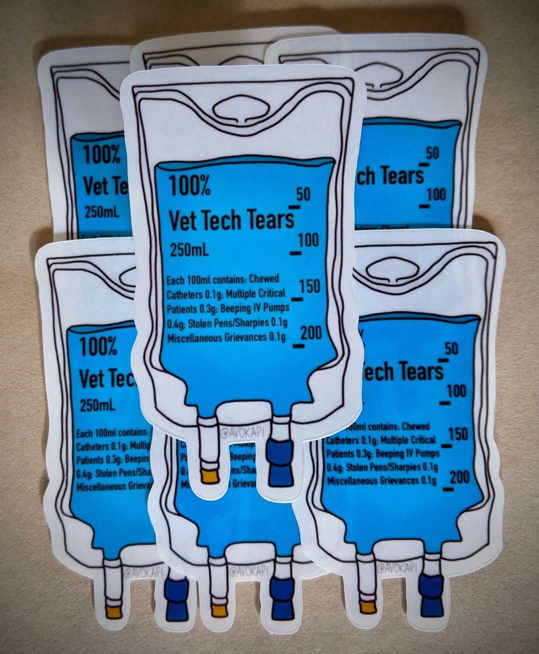 Vet Tech Tears Sticker ~ IV Bag Sticker ~ IV Fluids Sticker ~ Vet Tech ...