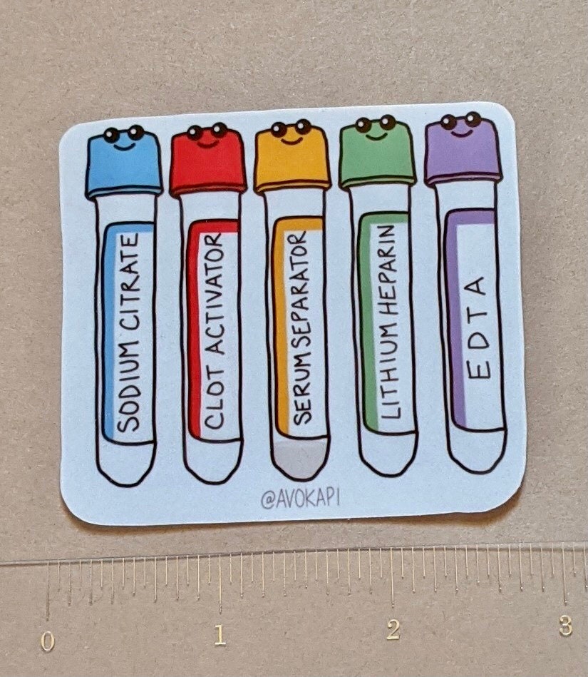 Blood Tubes Sticker ~ Phlebotomy Sticker ~ Vet Tech Sticker ~ Science ...