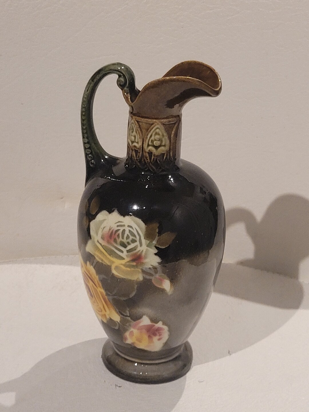 Vintage Czechoslovakia Hand Painted Glazed Pitcher 7” TALL - Etsy