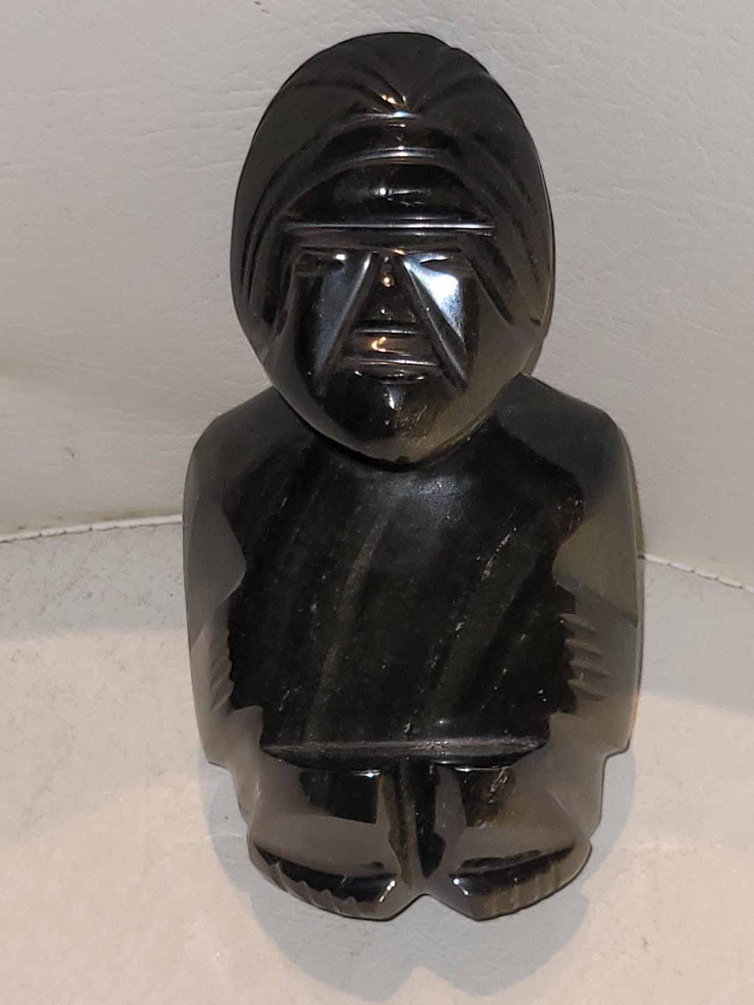 Vintage Carved Aztec Gold Sheen Obsidian Stone Statue Mayan - Etsy