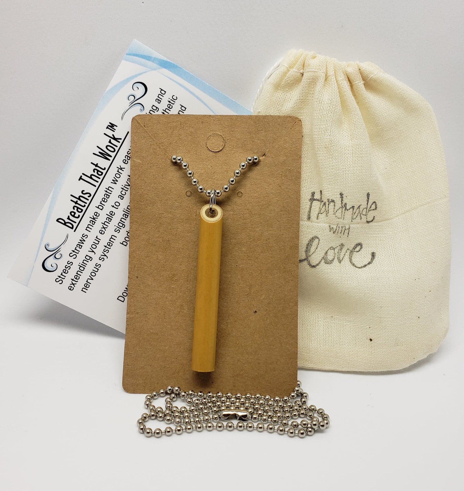 Stress Straws Deluxe Mindful Breathing Straw Necklace on Ball Chain ...