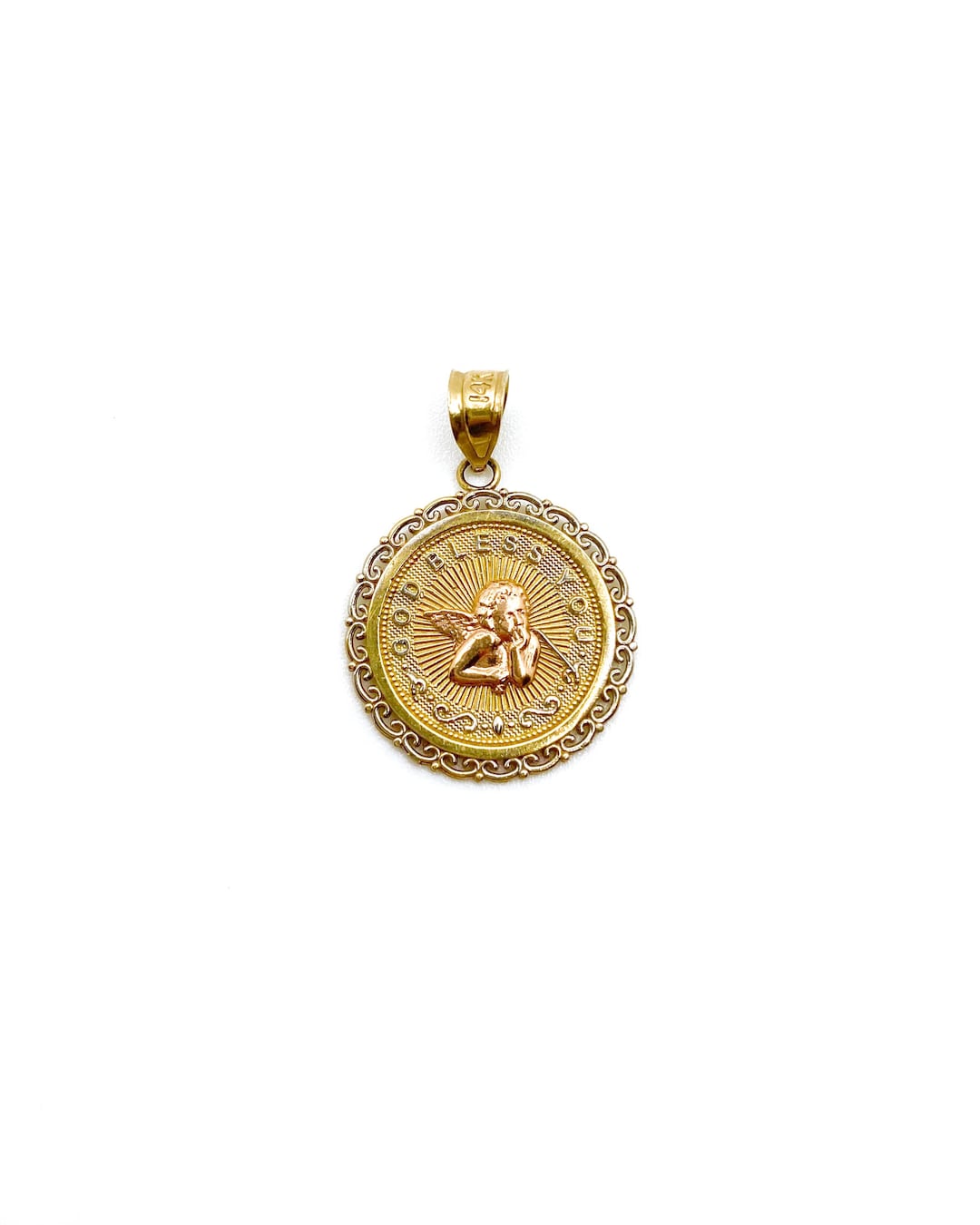 Tri-color Baby Angel Coin Pendant - Etsy