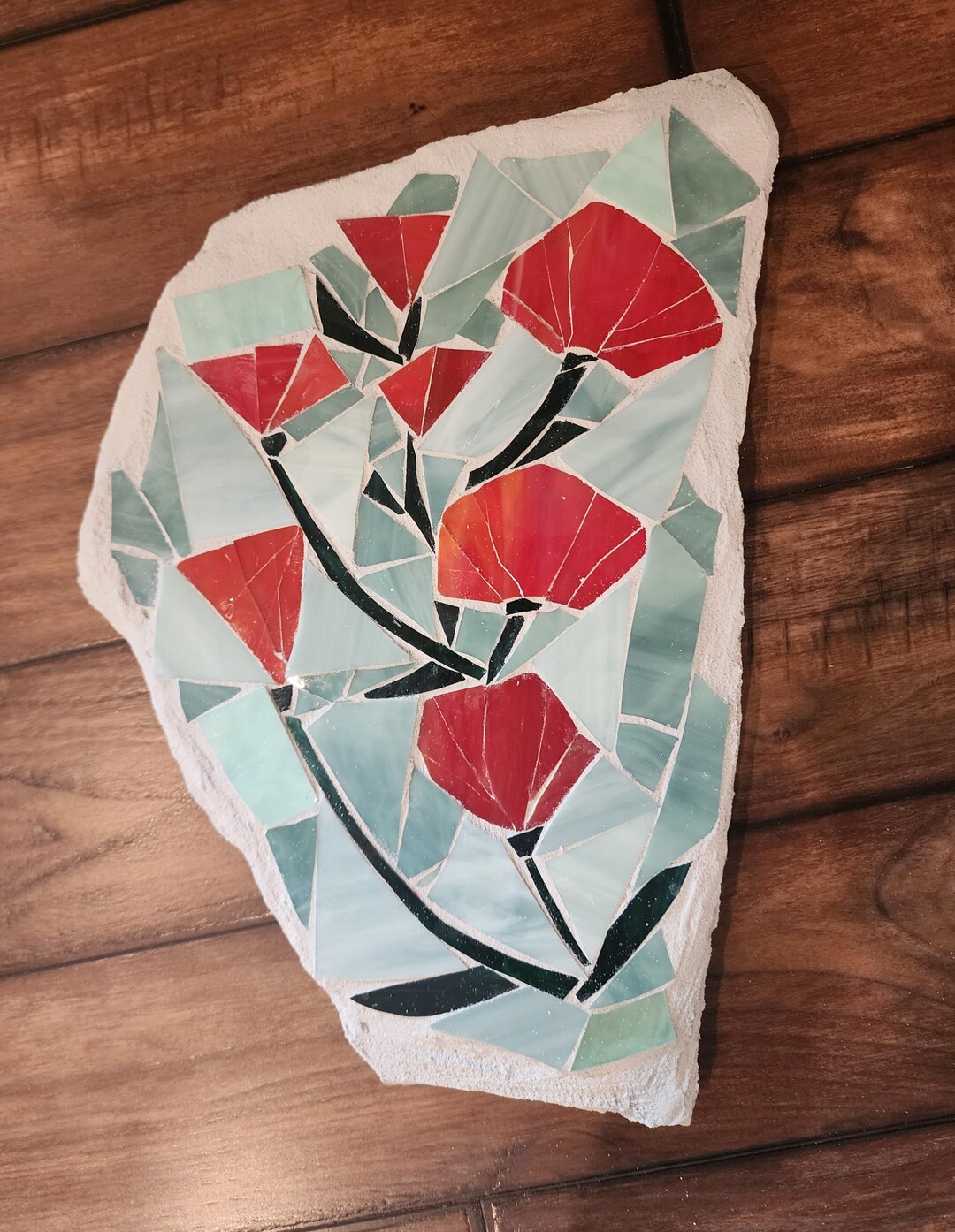 Poppies Large and Bright Stained Glass Mosaic Stepping Stone. - Etsy