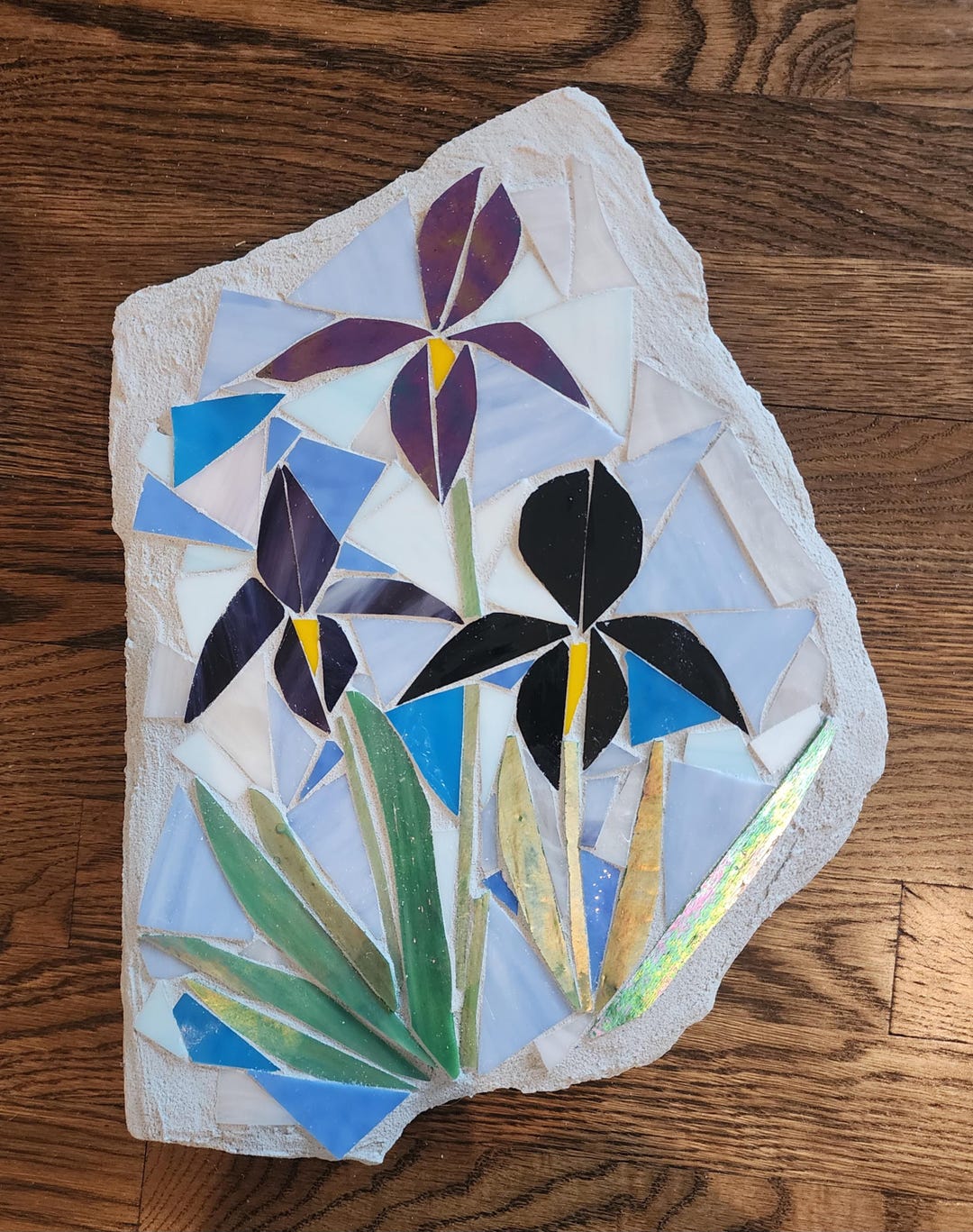 Very Large Mosaic Iridescent Iris Stained Glass Stepping Stone - Etsy
