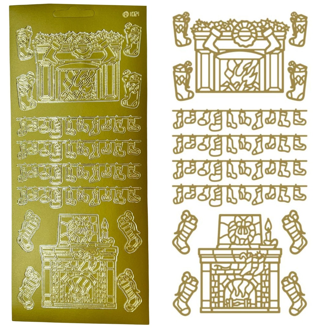 Gold Christmas Peel off Sticker Sheets, Christmas Stockings, for ...