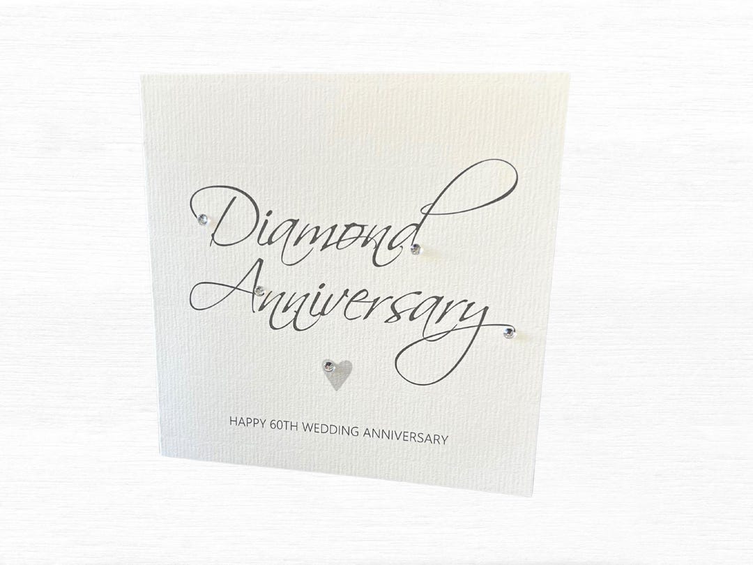 Diamond Wedding Anniversary Card, Handmade Happy 60th Wedding ...