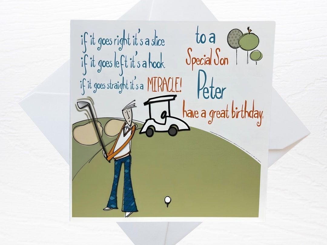 Personalised Golf Birthday Card for Him, Handmade Birthday Card for ...