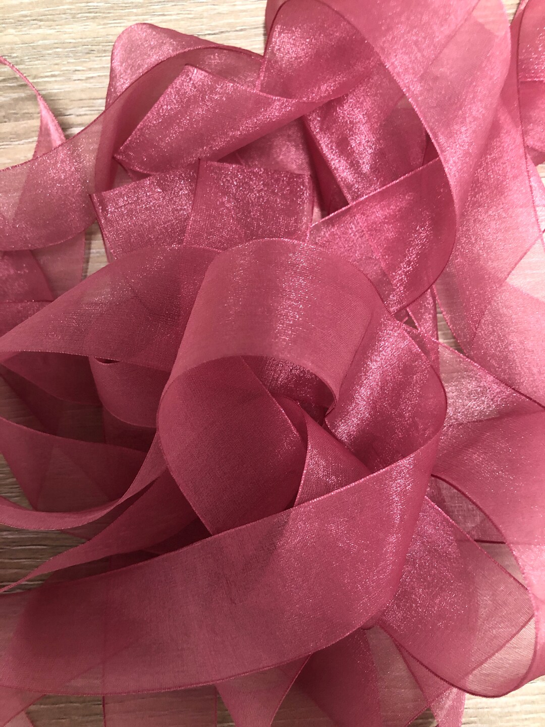 Dusky Pink Sheer Organza Ribbon, Berisfords UK, Super Sheer Ribbon ...