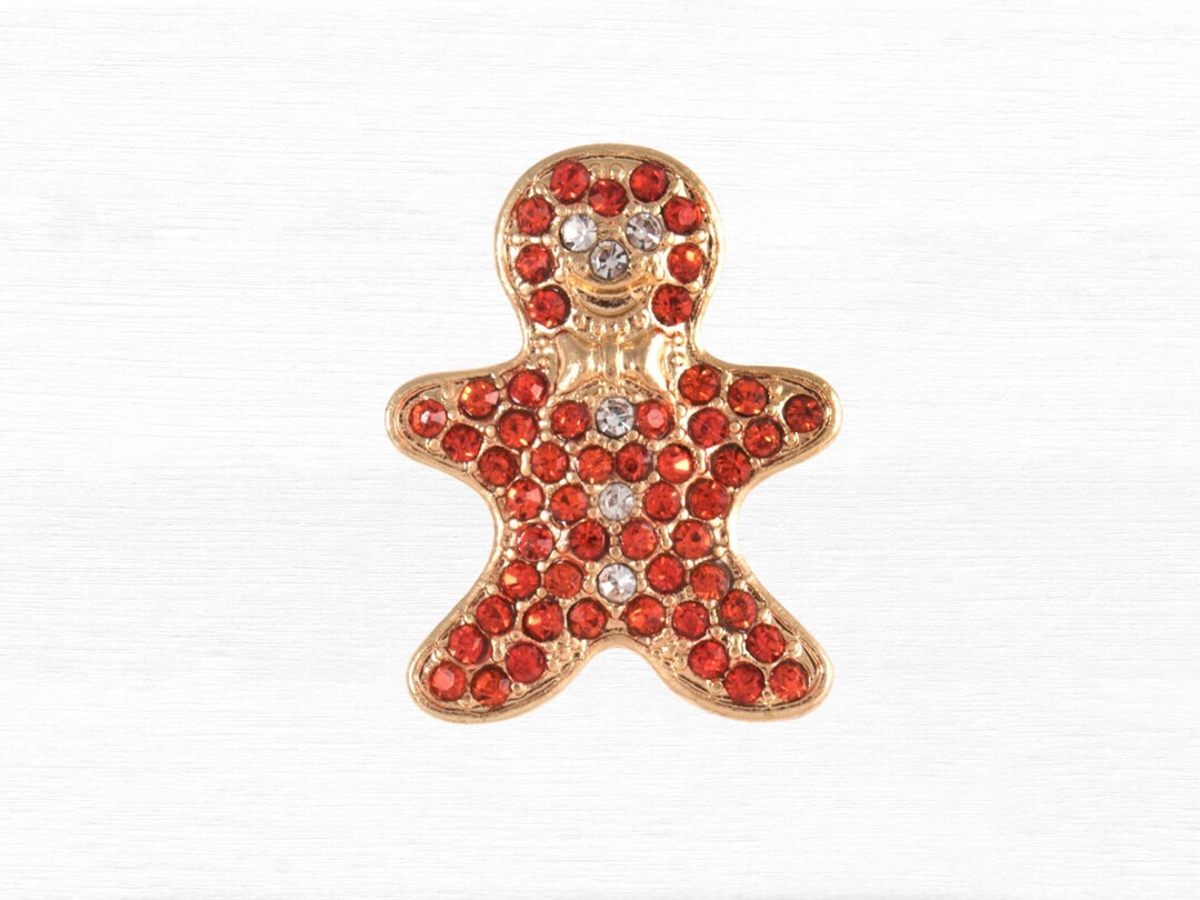 Gingerbread Man Button, Diamante Encrusted Embellishment, Festive and ...