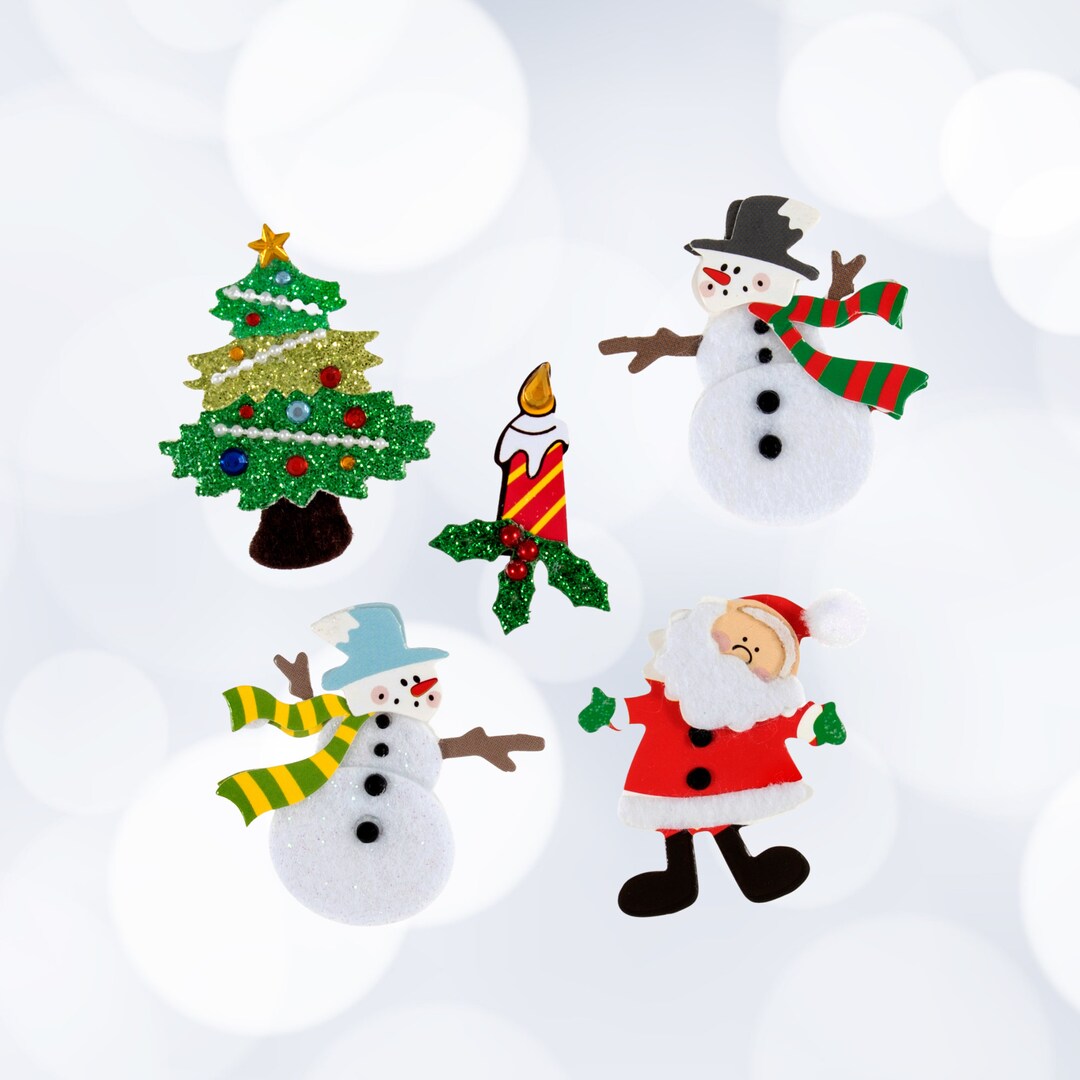 Santa Claus, Snowman and Christmas Tree Felt Craft Embellishments, 5 ...